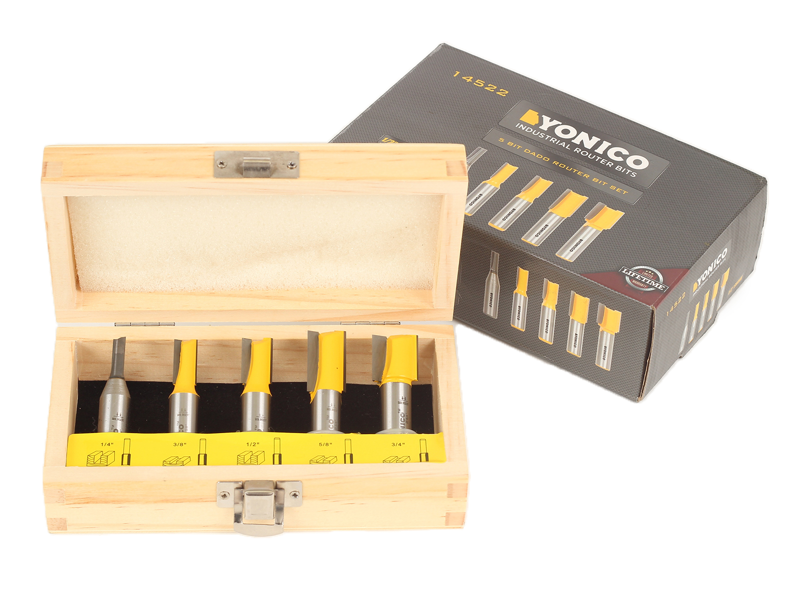 5 Bit Straight & Dado Router Bit Set - 1/2" Shank - Yonico 14522 | eBay
