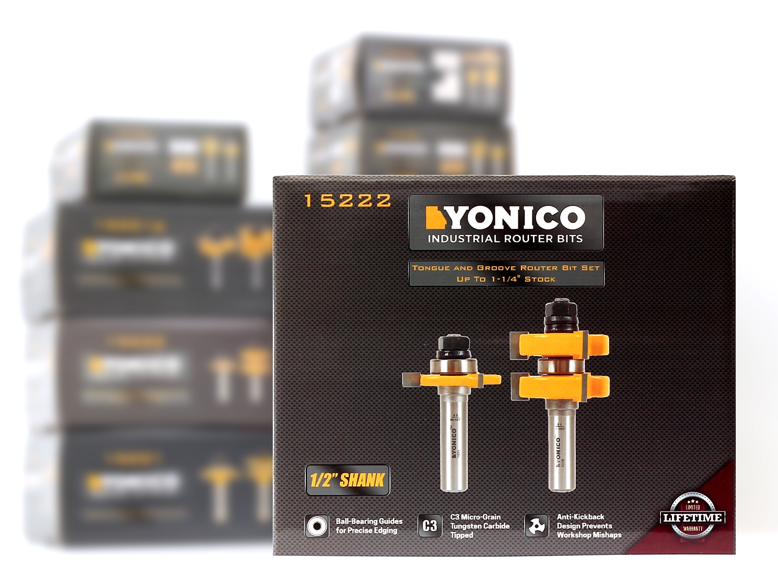 1-1/4" 2 Bit Tongue and Groove Router Bit Set - 1/2" Shank - Yonico ...