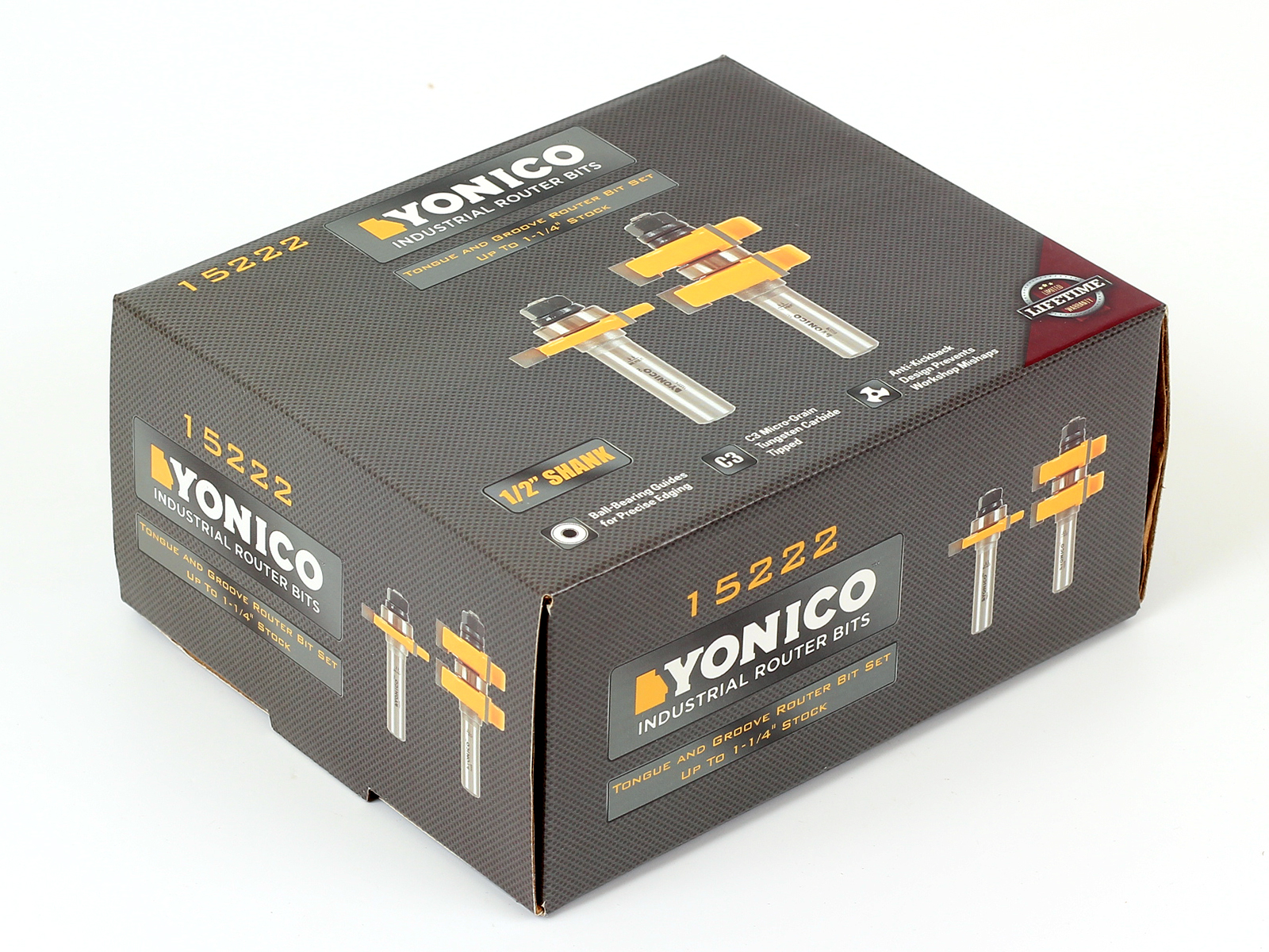 1-1/4" 2 Bit Tongue and Groove Router Bit Set - 1/2" Shank - Yonico ...