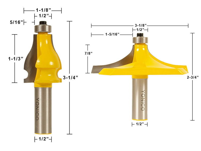 Lrg Thumbnail & Beaded 2 Bit Handrail Router Bit Set - 1/2" Shank ...